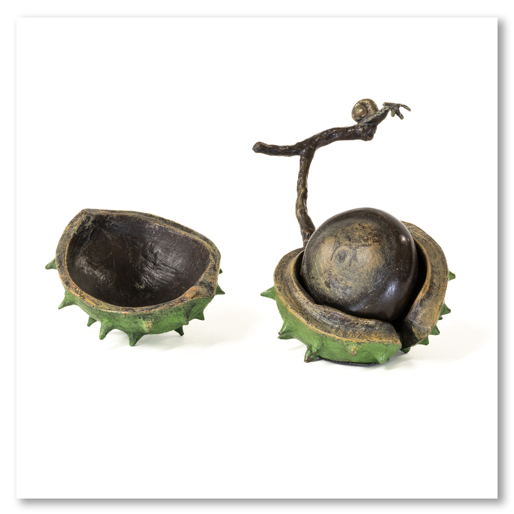 Conker with Snail by Richard Cooper | Solid Bronze Sculpture