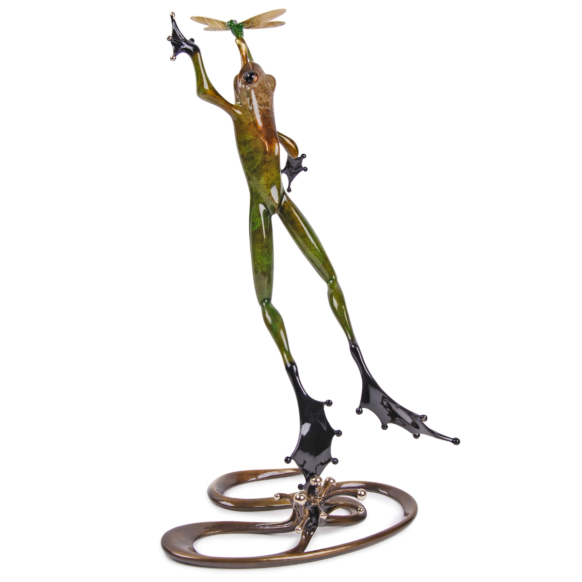 Quantum Leap (Solid Bronze Frog Sculpture) by Tim Cotterill Frogman